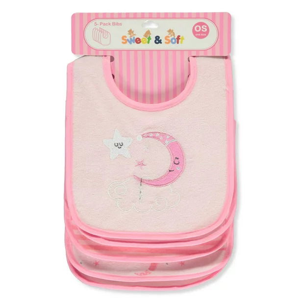 5-Pack Pink Baby Bibs - Sweet & Soft Collection | Baby Accessories