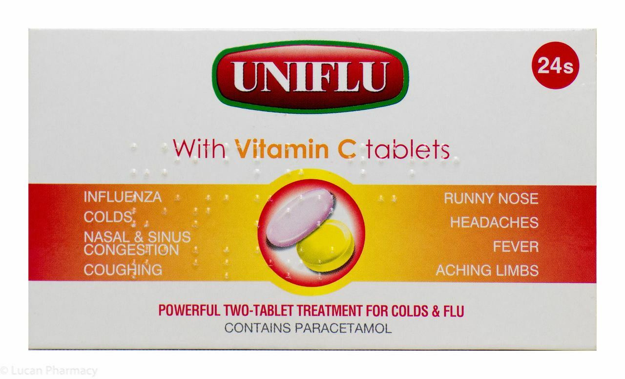 Uniflu With Vitamin C - 24 Tablets | Ballybrack Medical Hall - Ireland